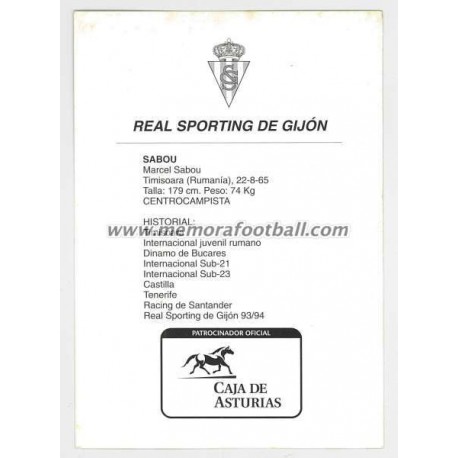 Tarjeta publicitaria de "SABOU" Sporting de Gijón 1990s