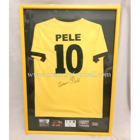 "PELE" signed Brazil 1970 World Cup retro jersey