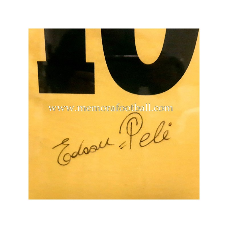 "PELE" signed Brazil 1970 World Cup retro jersey