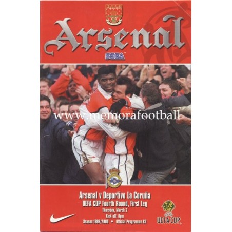 Arsenal v Deportivo de la Coruña UEFA Cup 1999/2000 Official Programme